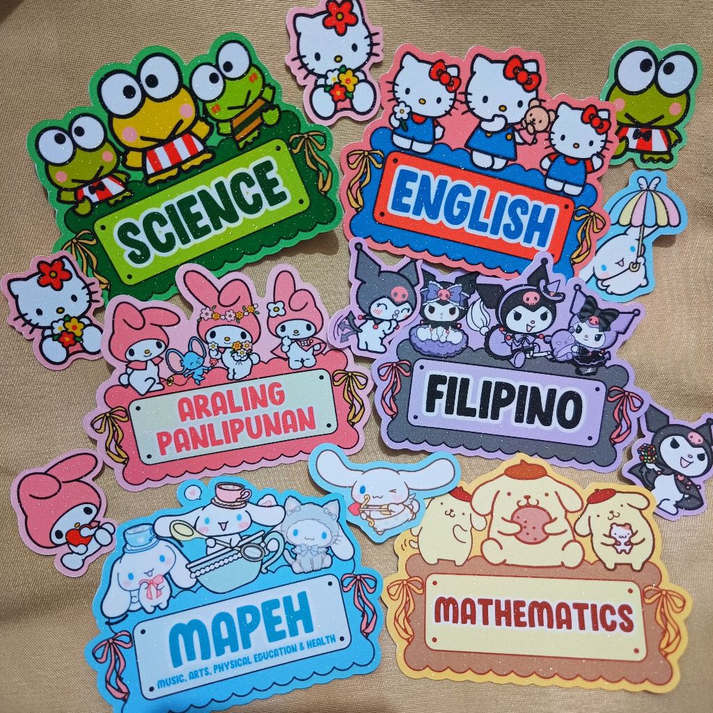 Sanrio Subject Label Sticker for Notebook Kuromi Melody Cinnamoroll ...