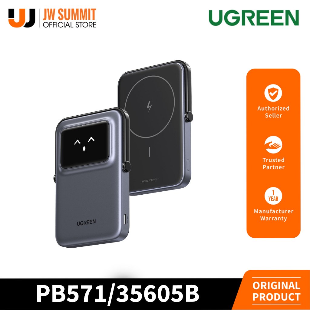 Ugreen Uno 5000mAh 7.5W USB-C TFT Display Magnetic Wireless Power Bank (PB571/35605B) | Shopee ...