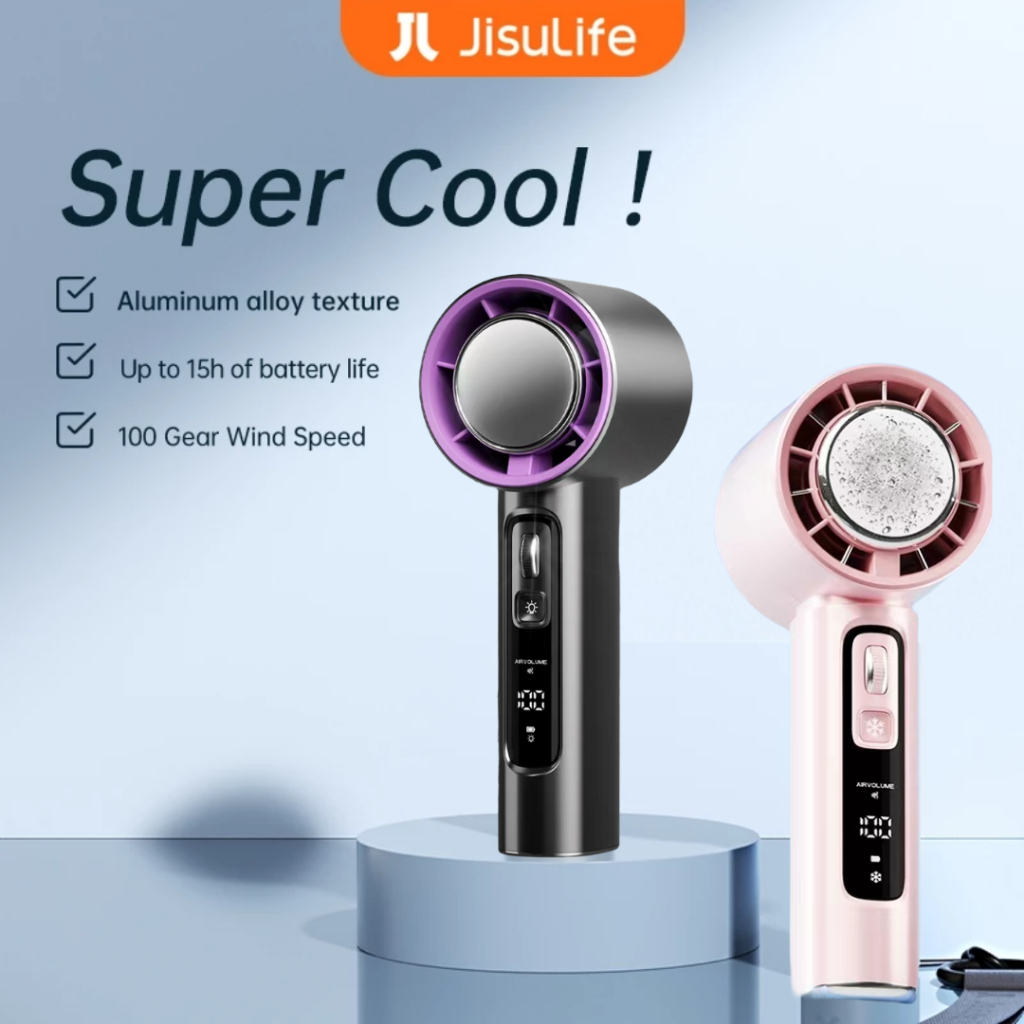 Jisulife Mini Fan Rechargeable Handheld Fan Strong Wind 100 Gear Wind ...