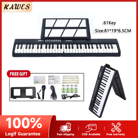 KAWES 61 Keys Folding Keyboard Piano Portable Full Weighted Keyboard ...