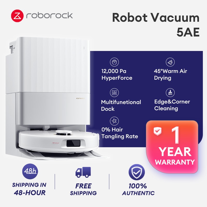 【New Launch】Roborock Qrevo 5AE Tangle-Free Cleaning 12000Pa Suction ...