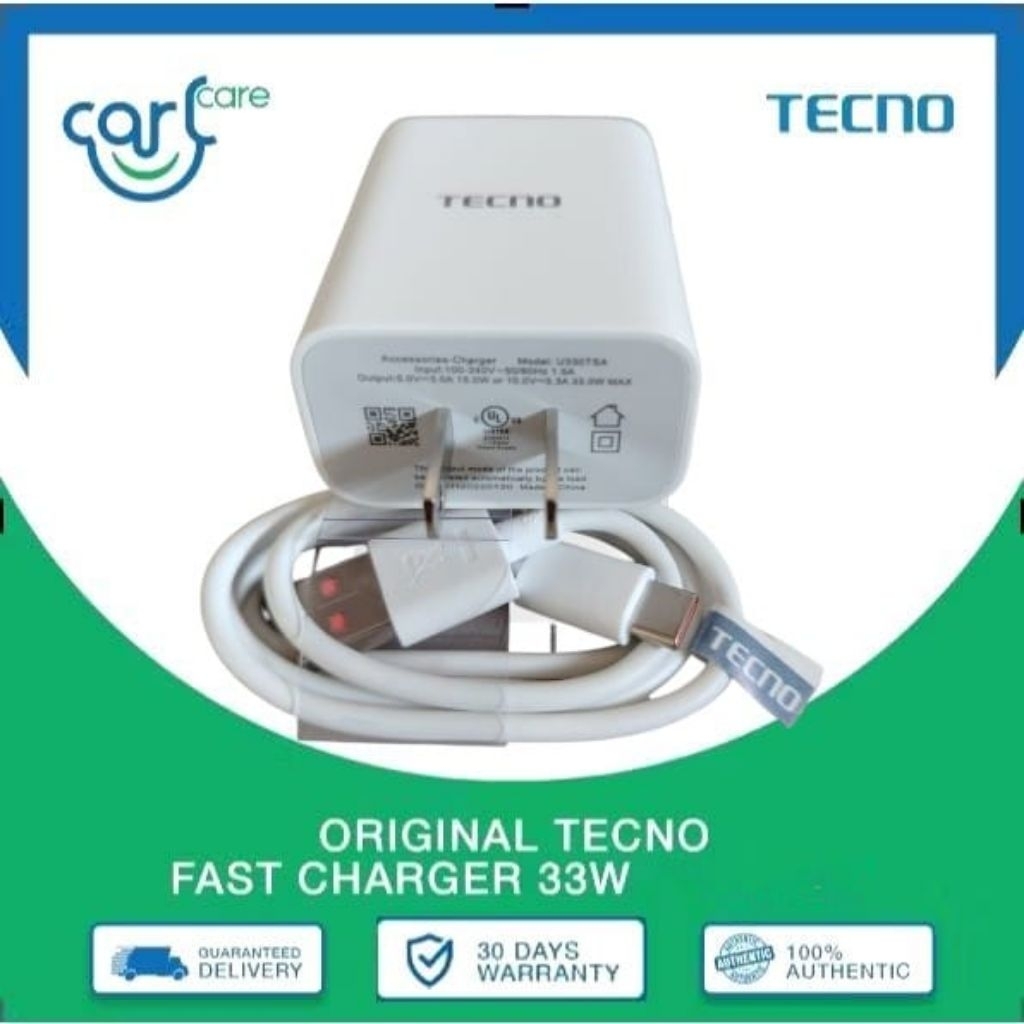 Tecno Fast Charger (Original)10W 18W 33W Charger Set By carlcare ...