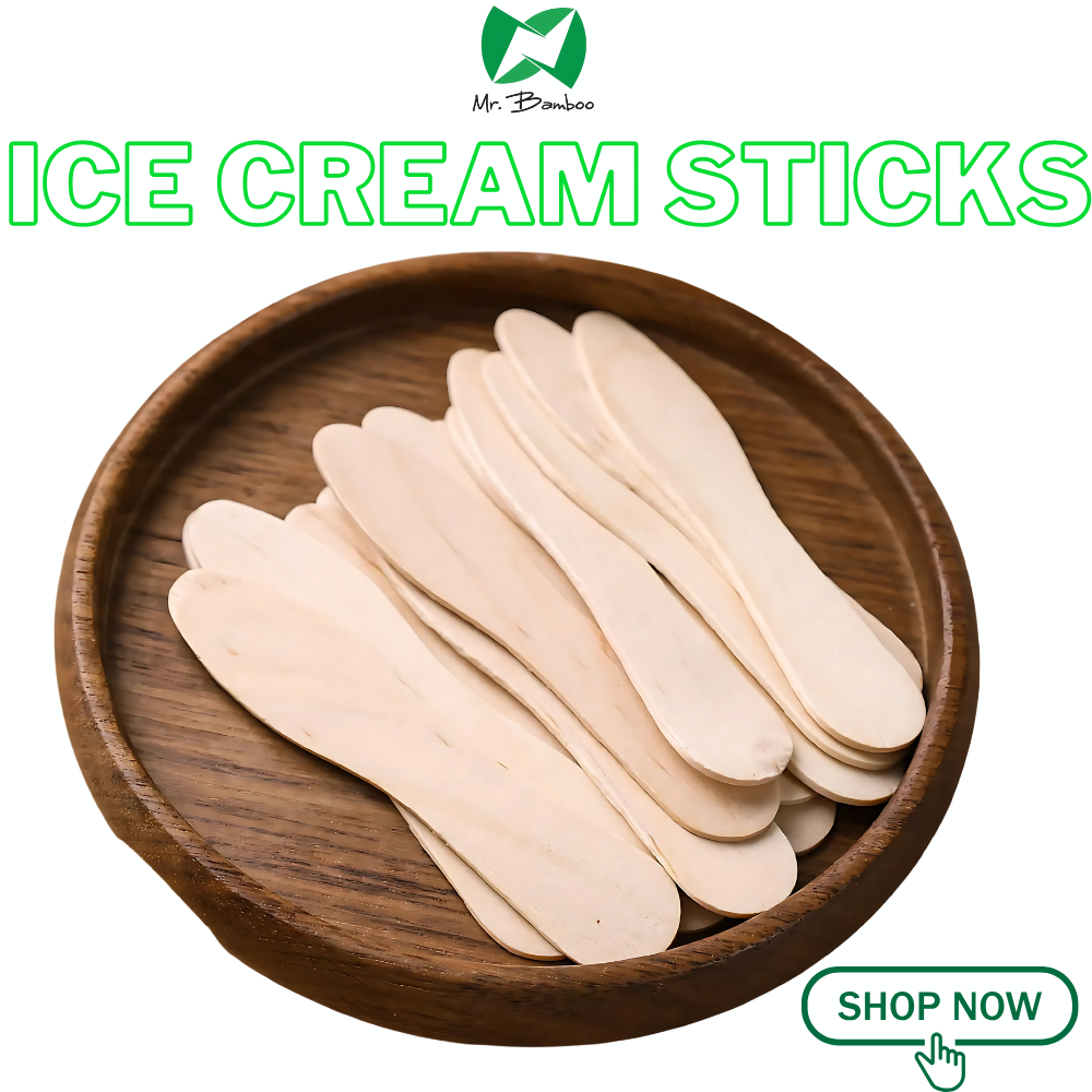 100pcs Wooden Ice Cream Spoons | Eco-Friendly Popsicle Sticks for Kids ...