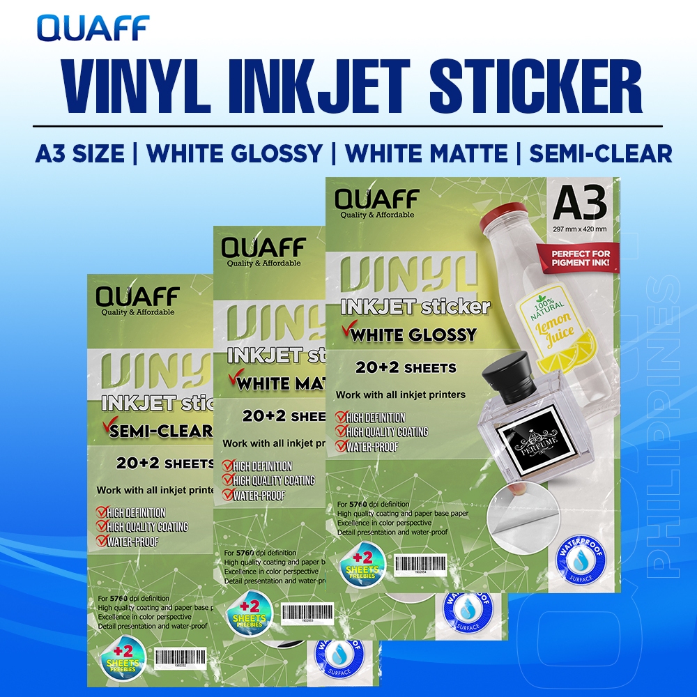 A3 Size Quaff Waterproof Vinyl Inkjet Sticker for Labelling and DIY ...