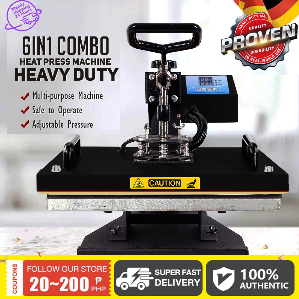 6 In 1 Combo Heat Press Machine Flatbed Cap Plate Mug(T-Shirt Press/Mug ...