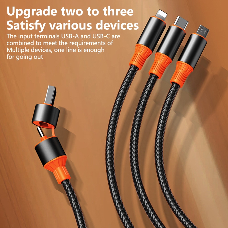 Multifunctional Nylon 5 in 1 Braided USB Fast Charging Cable | Shopee ...