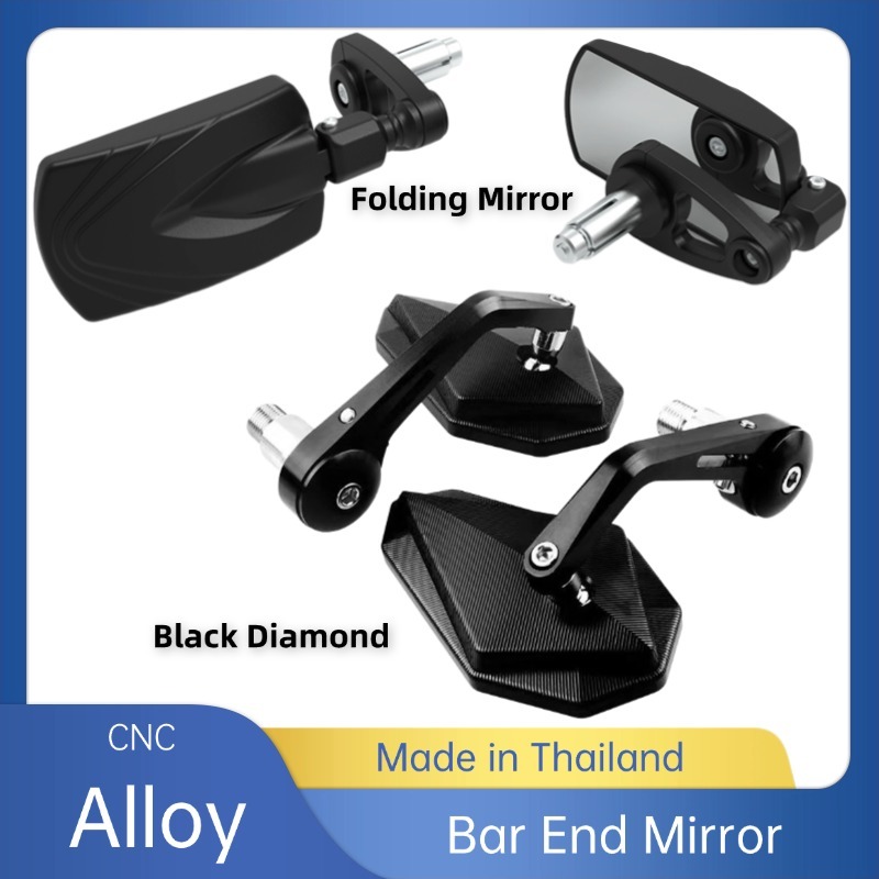 Bar End Side Mirror CNC Alloy Black Diamond / Folding Style | Shopee ...