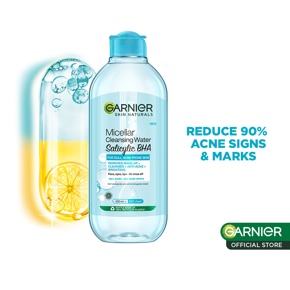 Garnier Anti Acne Salicylic Acid Micellar Water Makeup Remover, Facial ...