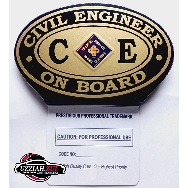 CIVIL ENGINEER CAR EMBLEM MATTE GOLD/BLACK BACKGROUND | Shopee Philippines