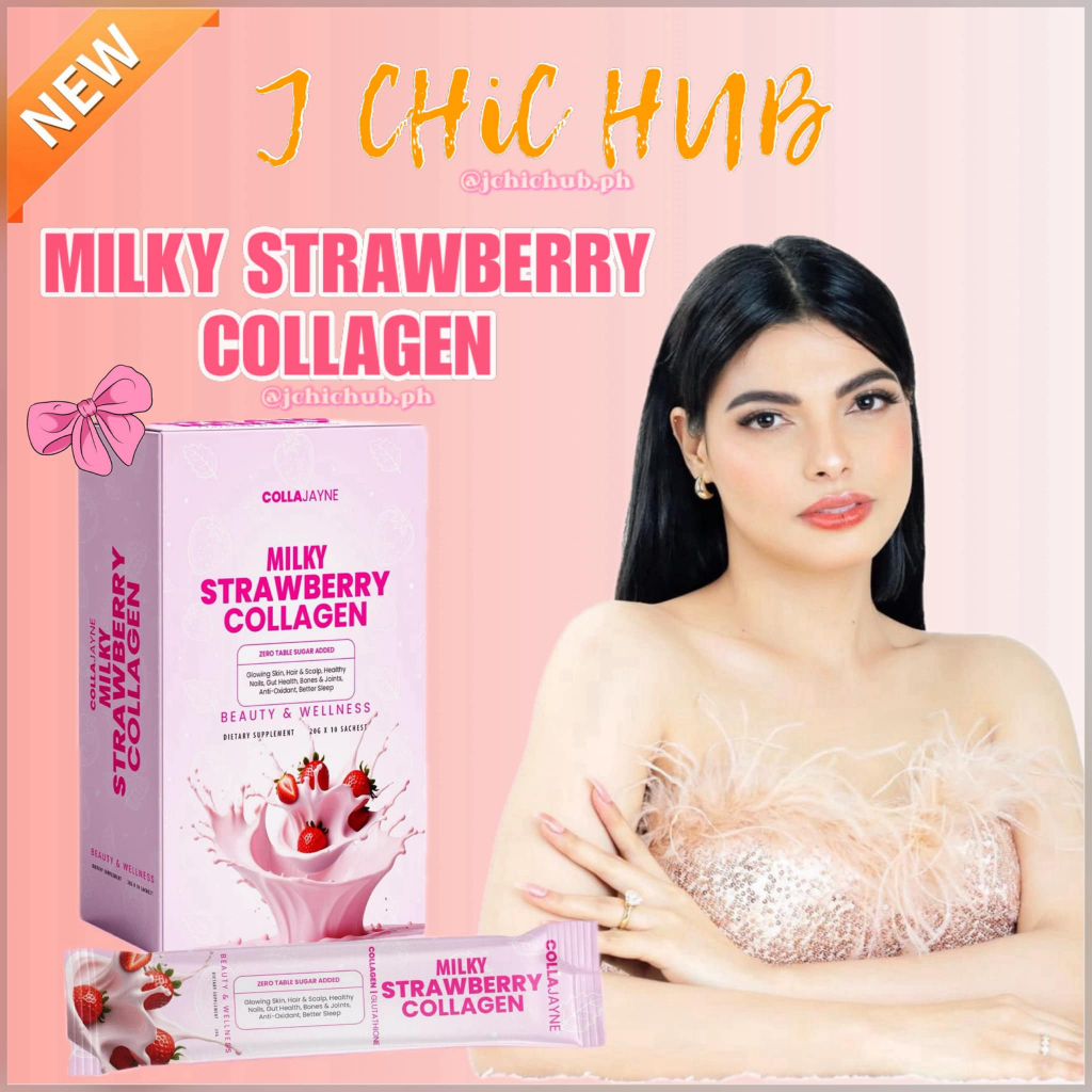 CollaJayne Milky Strawberry Collagen + Glutathione Powder 10 Sachets ...