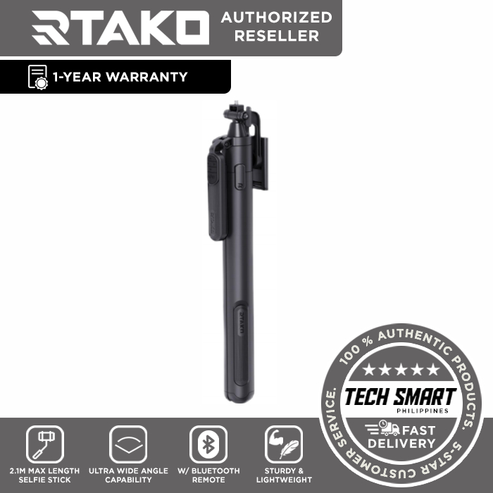 RTAKO ZP220 2.1m Ultra-Wide Angle Selfie Stick (With Bluetooth Remote) | Shopee Philippines