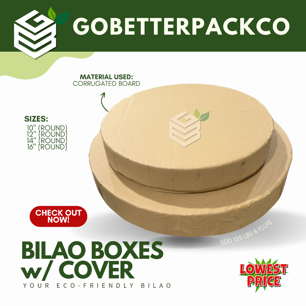 [10 PCS] Corrugated Paper Bilao Box with Cover/Lid Kraft Brown for ...