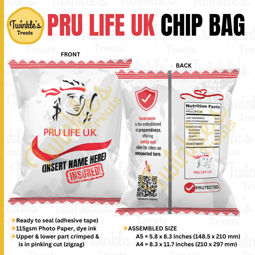 PRU LIFE UK theme Customized Personalized Party Gift Chip Bag twinkle's ...