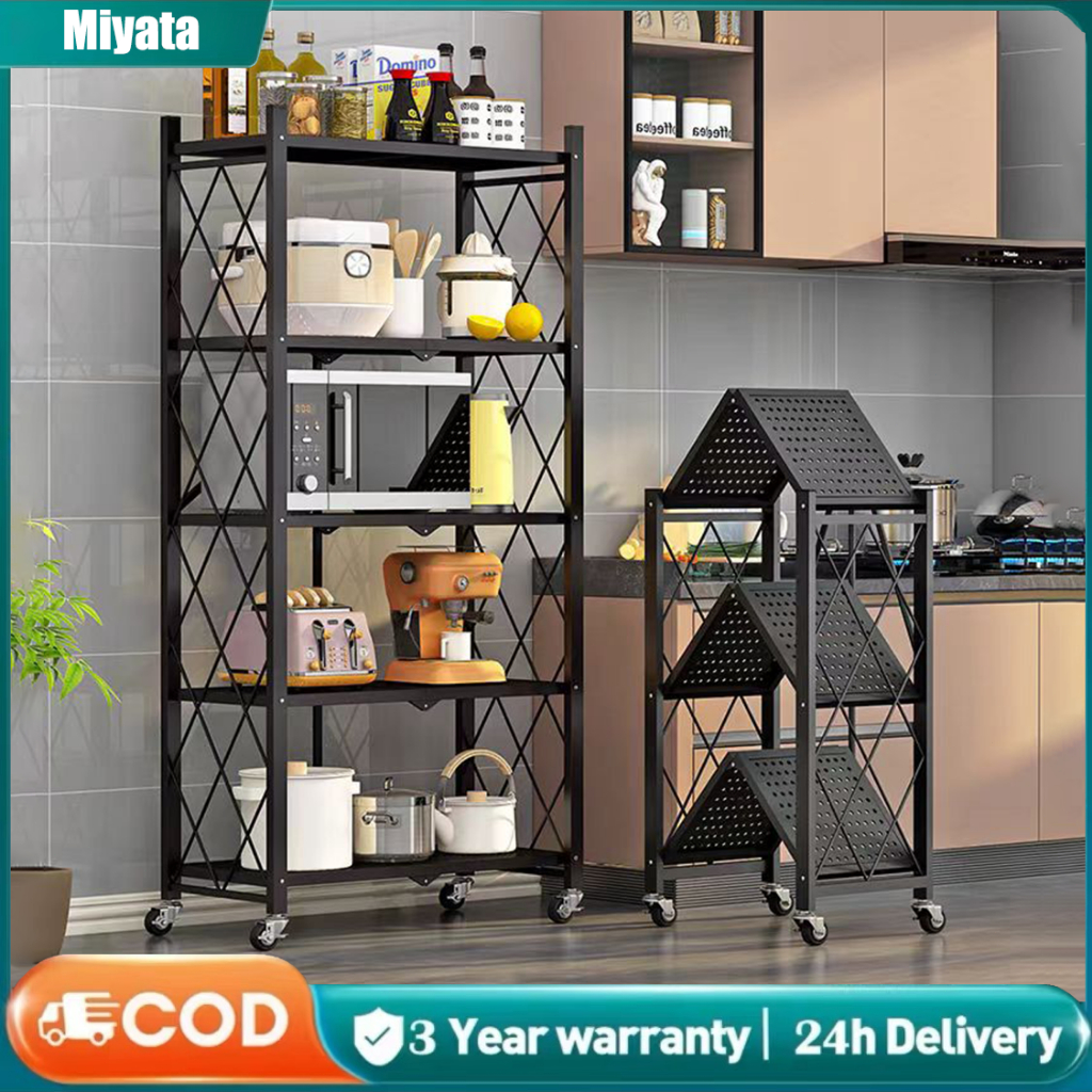 【Foldable】Metal Foldable rack Heavy duty steel frame shelving kitchen ...