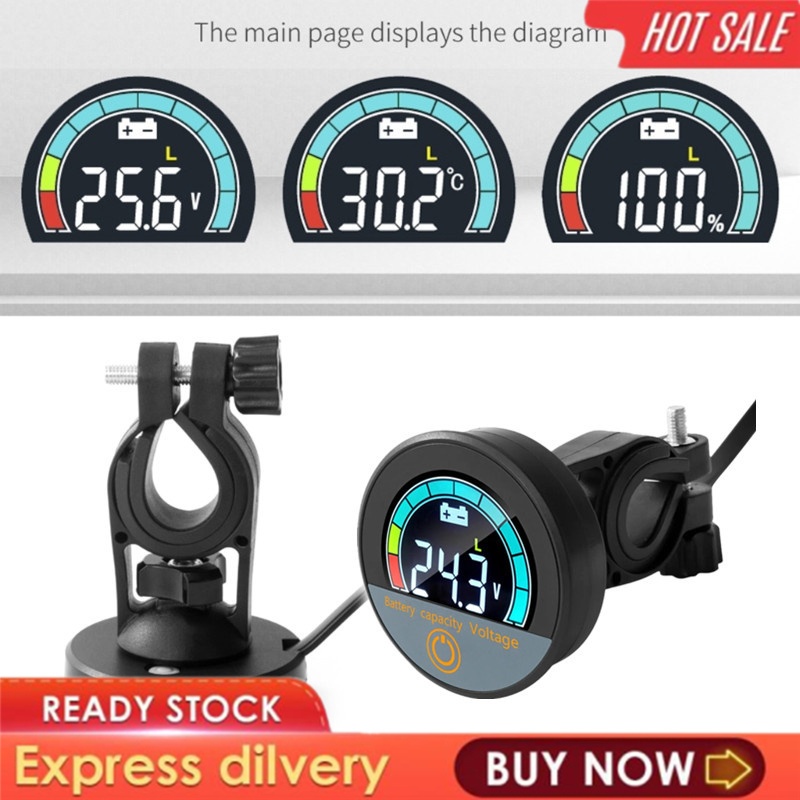 DC8-100V Circular Voltmeter Waterproof Battery Capacity Monitor Car ...