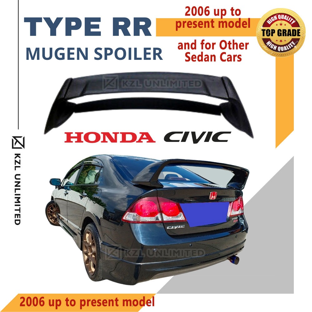 KZLU Type RR Mugen Spoiler Pre-painted as Matte Black for Honda Civic ...
