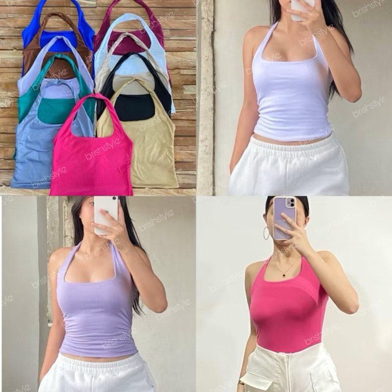 MIKA Halter Backless Double Lining Crop Top | Shopee Philippines