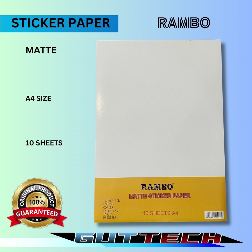 Sticker Paper Matte A4 Rambo 10-Sheets per Pack | Shopee Philippines