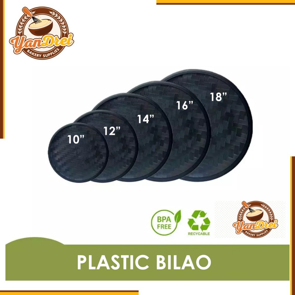 Black Plastic Bilao Tray - Sizes available 10", 12", 14", 16" and 18 ...
