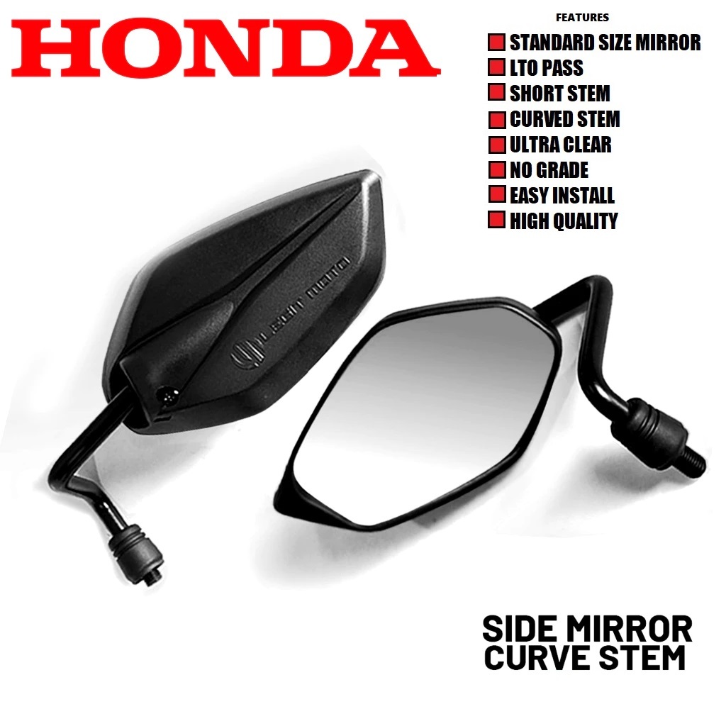 honda wave Side Mirror Curved Stem SHORT STEM STANDARD SIZE MIRROR ...