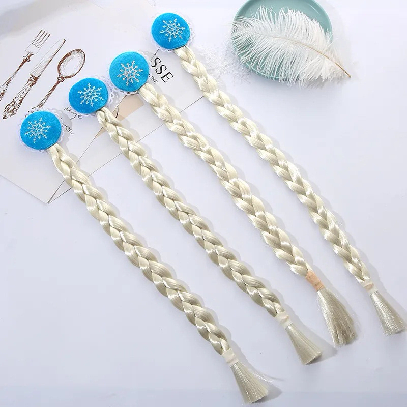 1PCS~Frozen braids Princess Elsa braids Princess Anna wig silver twist ...