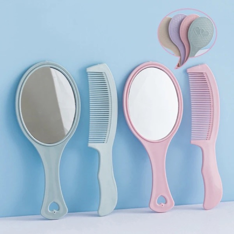 2 in 1 Hair Comb Plastic Comb with Makeup Mirror Set | Shopee Philippines