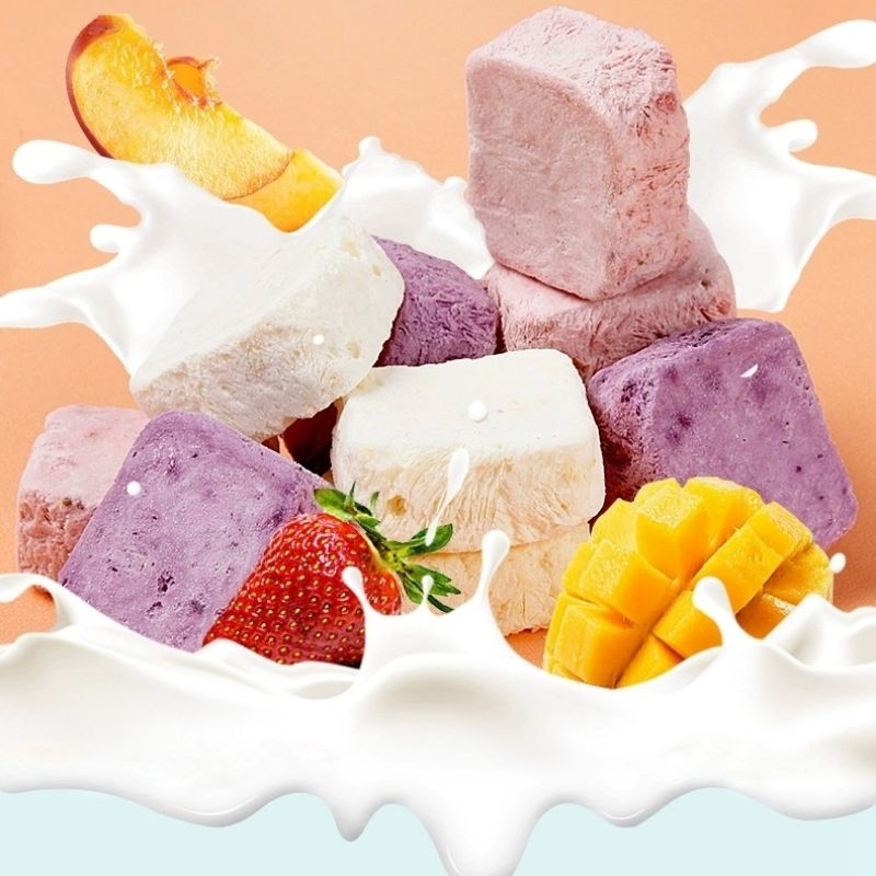 Yogurt freeze-dried block 4 flavors strawberry blueberry yellow peach ...