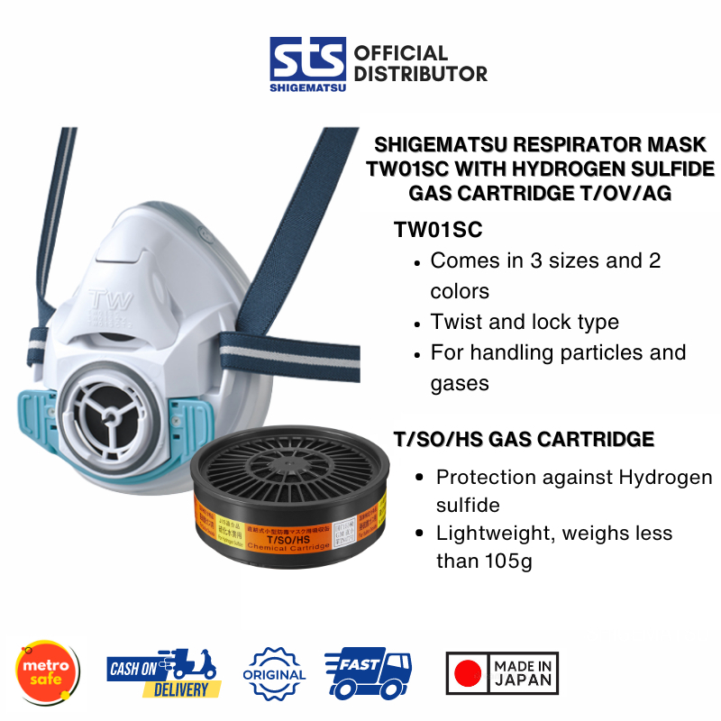 SHIGEMATSU Respirator Half Mask TW01SC with T/SO/HS Gas Cartridge for ...