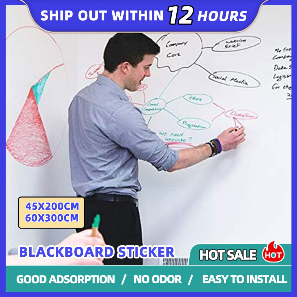 Blackboard Removable Vinyl Sticker Whiteboard 45x200cm 60x300cm ...
