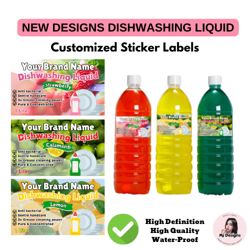 CUSTOMIZED WATERPROOF STICKER LABEL - DISHWASHING LIQUID | Shopee ...