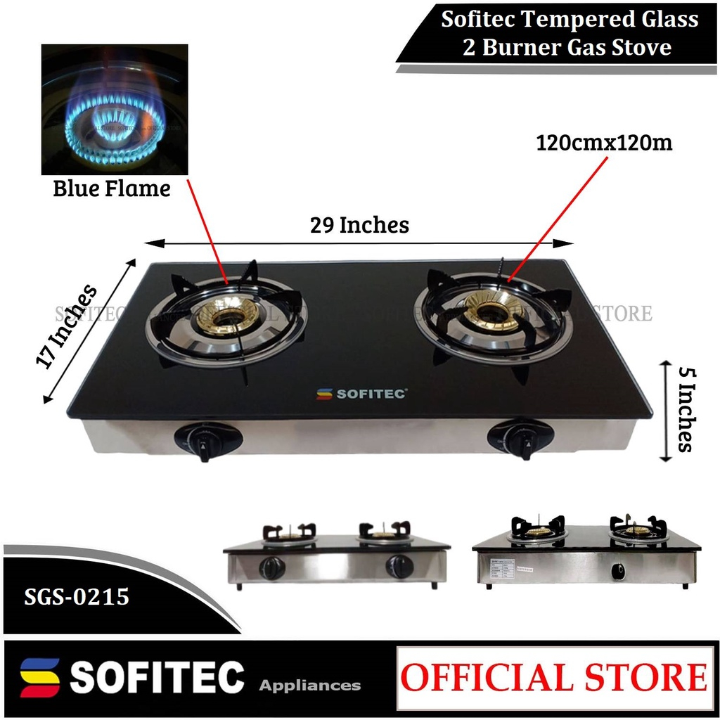 Sofitec Tempered Glass Top Black 2 Burner Stove Lutuan Kitchen Cooker ...