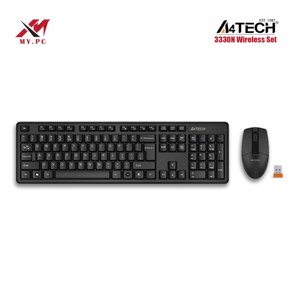 A4TECH 3330N 2.4GHz Wireless FN Desktop 1200DPI Wireless Keyboard ...