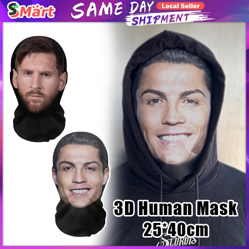 Full Face Mask Celebrity Ball-game Star Headgear Simulation Messi And ...