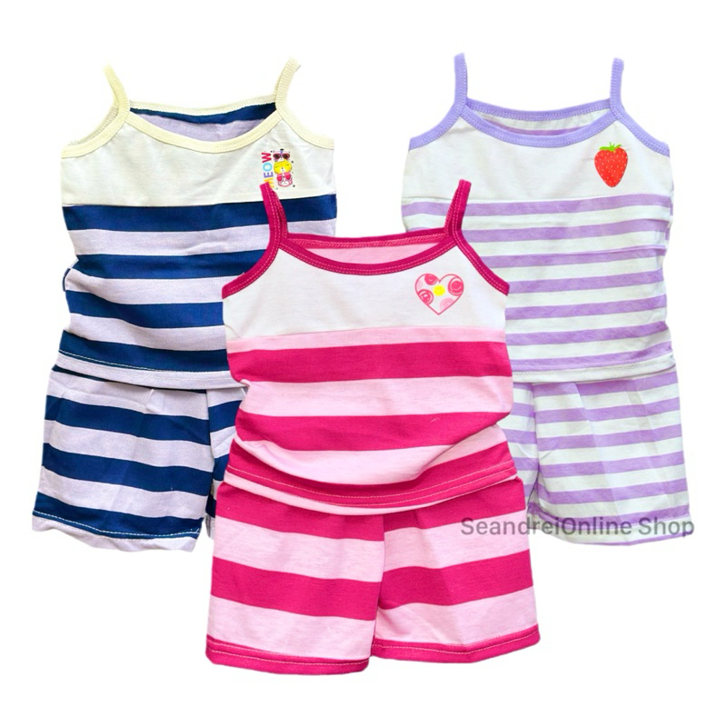 Baby Terno Spaghetti Short Stripe For Girl 0-4 Months Old/Pambahay ...