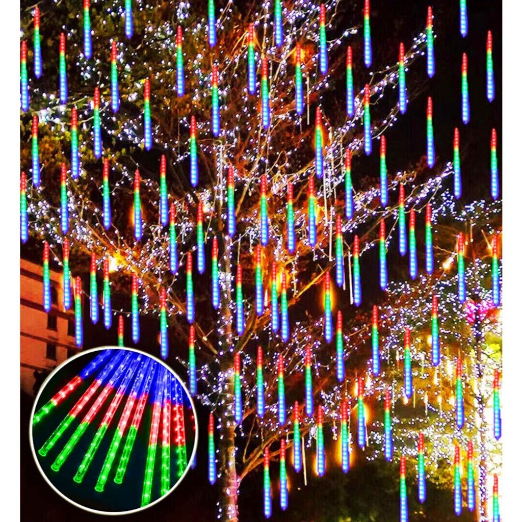 Meteor Shower Lights, 8 Tube 360 LEDs Snow Falling Rain Lights ...