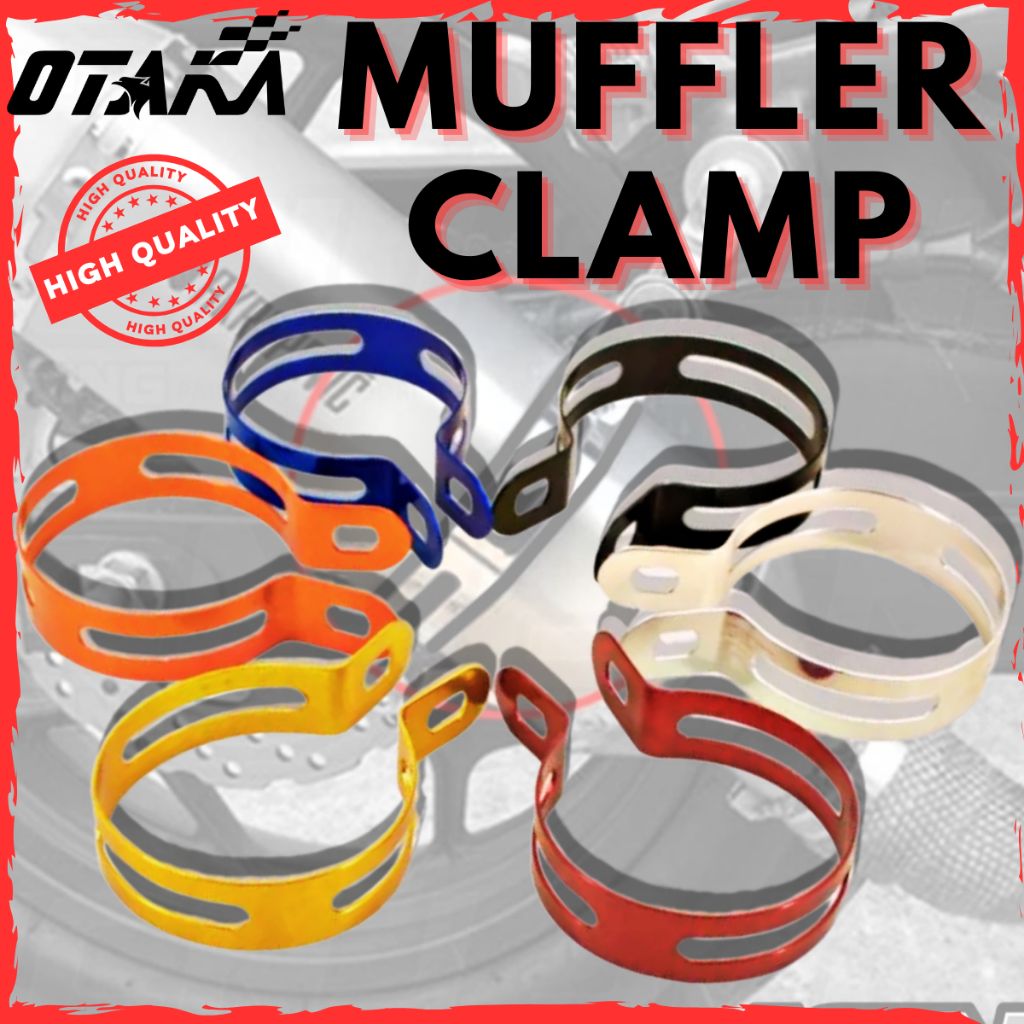 MUFFLER CLAMP ALLOY UNIVERSAL RED/BLUE/GOLD/SILVER/BLACK/ORANGE ...