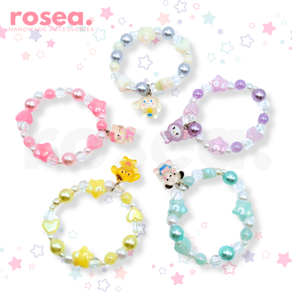 Sanrios Pendant Simple Beaded Bracelet Kids Children Kuromi Cinnamoroll ...