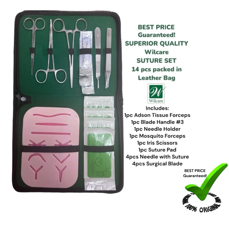 WILCARE SUTURING SET (Suturing Kit 14 pcs packed in Leather case ...