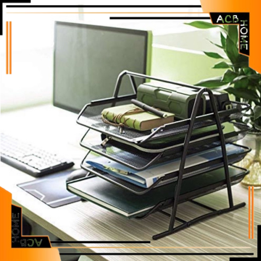 ACB Home Desk Metal Iron Mesh Document 4 Tier File Holder Tray A4-size ...