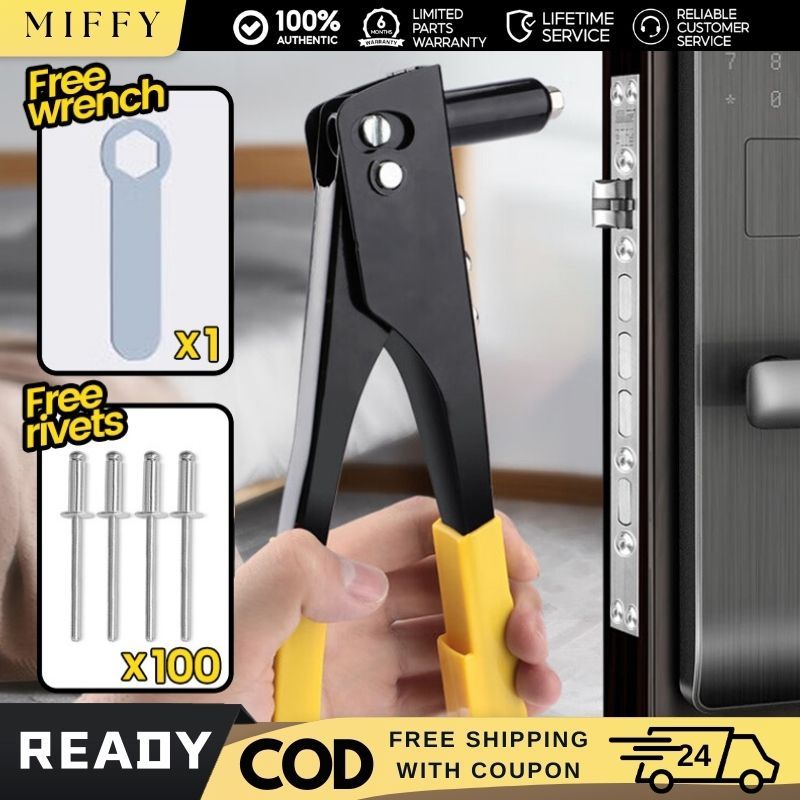 MIFFY Pop Rivet Gun Hand Riveter Ordinary Yellow Steel Iron Hand ...