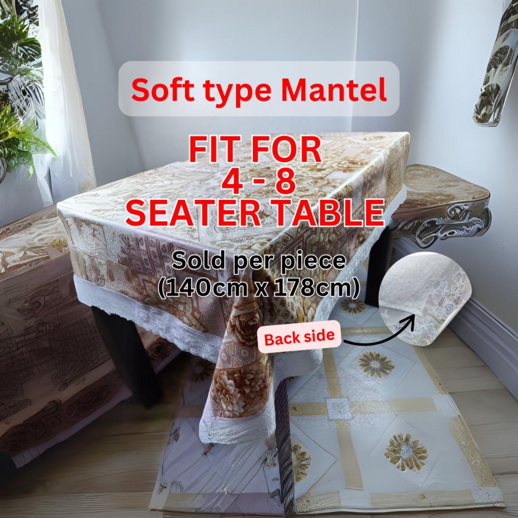 4-8 SEATER Tablecloth with Lace, Table Mantel , Soft, Thick, Durable ...