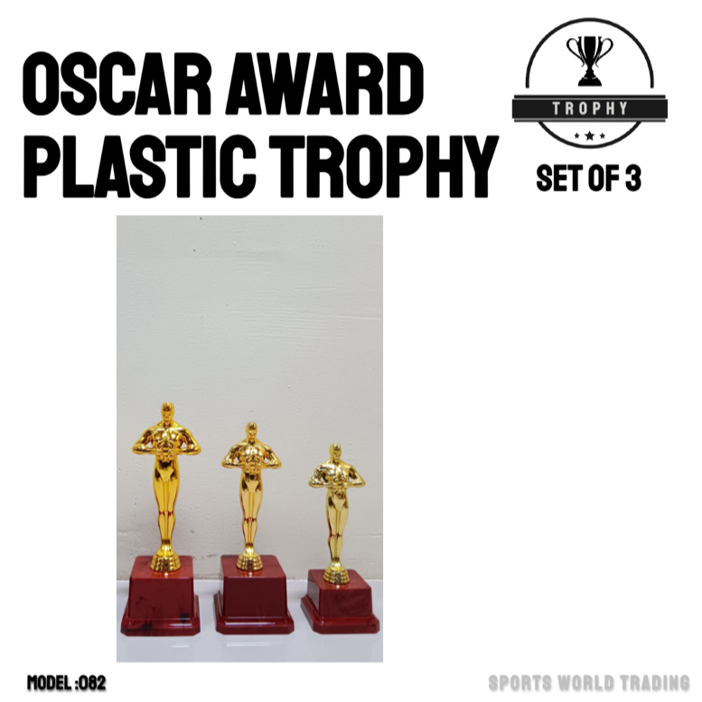 Award Gold Trophy Set Of 3 ( 082 )( Customize Available ) | Shopee ...