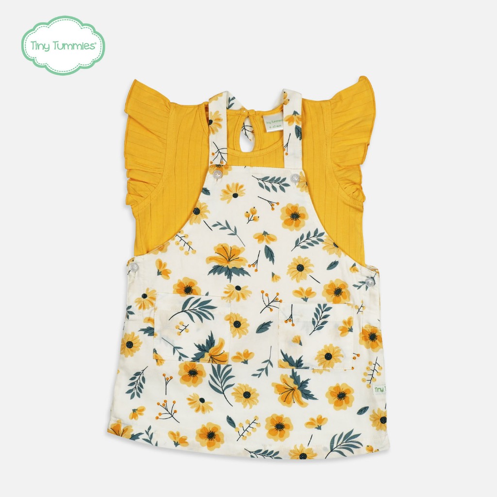 Tiny Tummies Jumper Dress with Inner Blouse Set Yellow & Off White ...