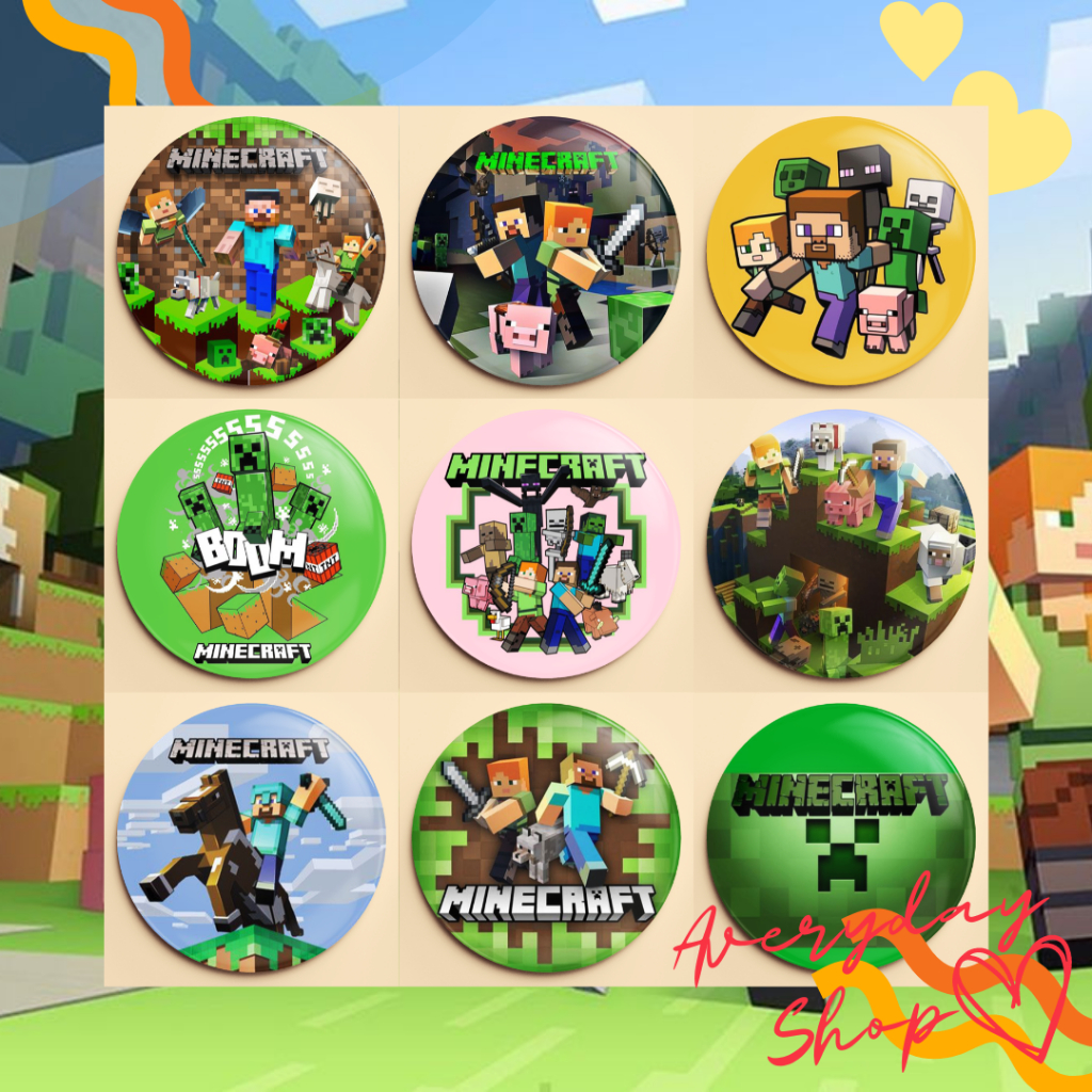 Minecraft Button Pins 2.25 Inch #1 [Ordinary / Matte / Glitter/ Rainbow ...