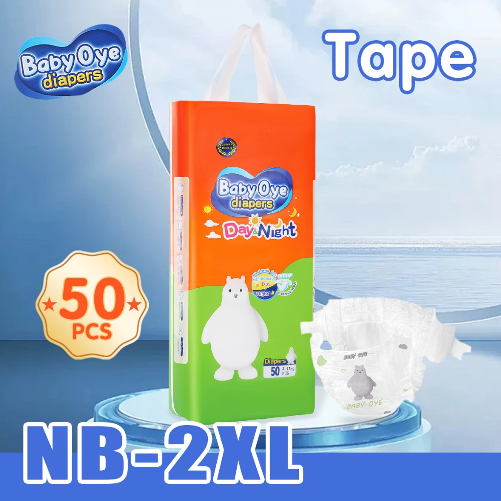 BabyOye Diaper Pants Newborn Korea Tape Diaper NB- XXXL all size 50pcs ...