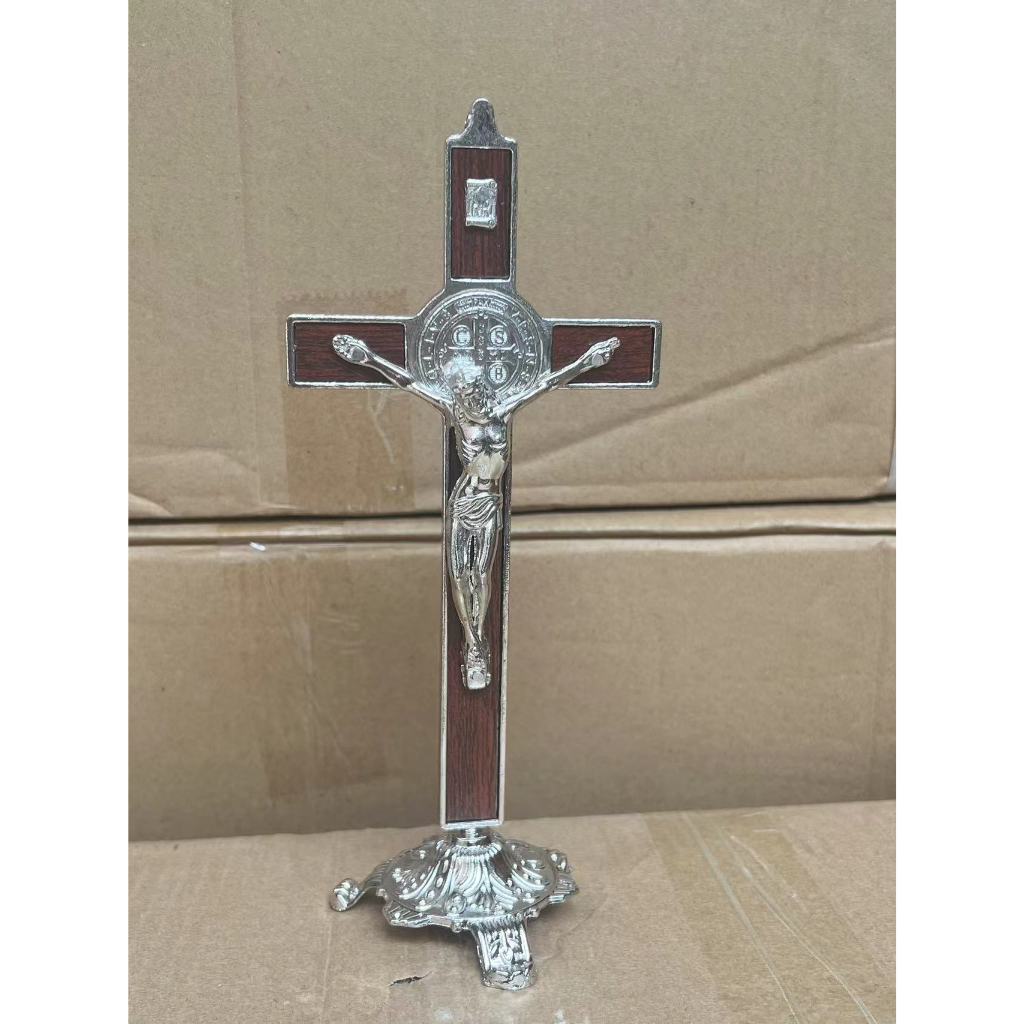 Table Wooden Catholic Jesus Cross with Stand Vintage Religious ...