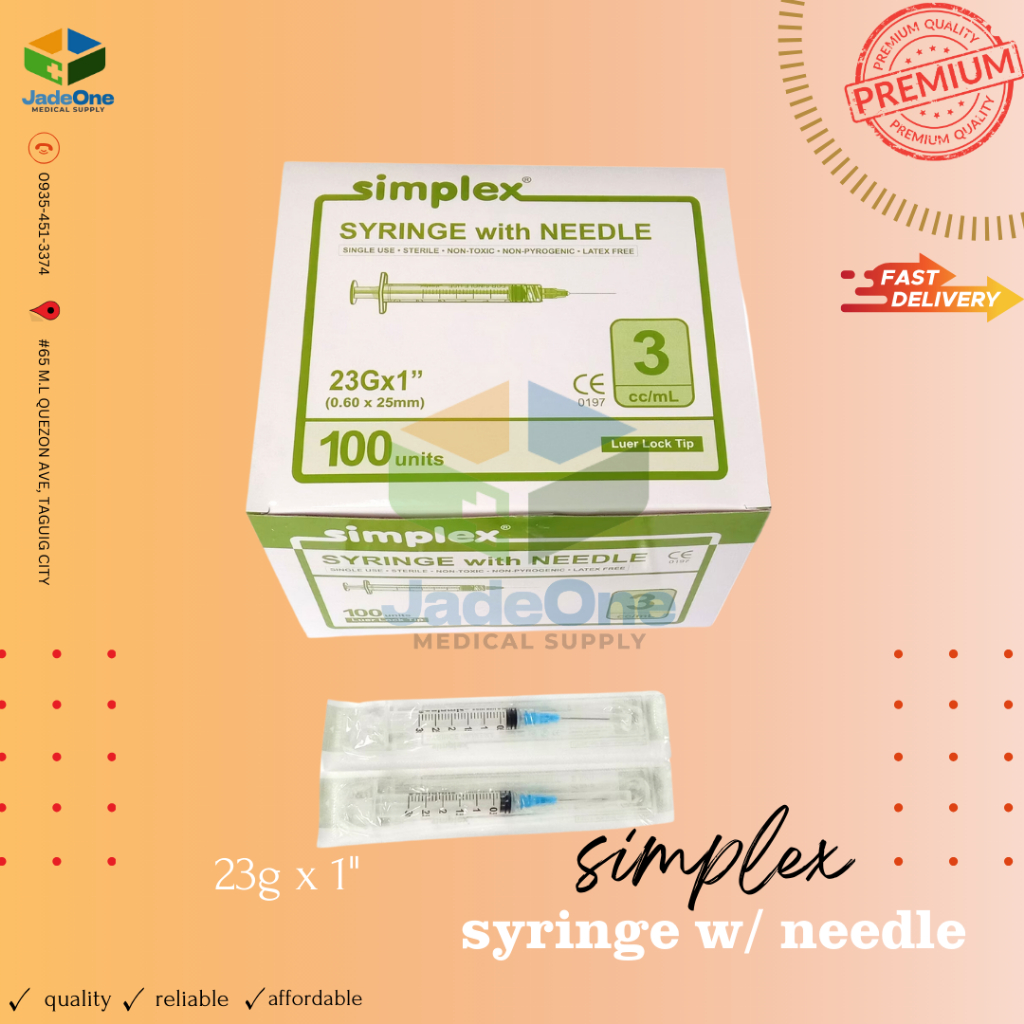 SIMPLEX Syringe With Needle Per Box (100's) 1cc/3cc | Shopee Philippines