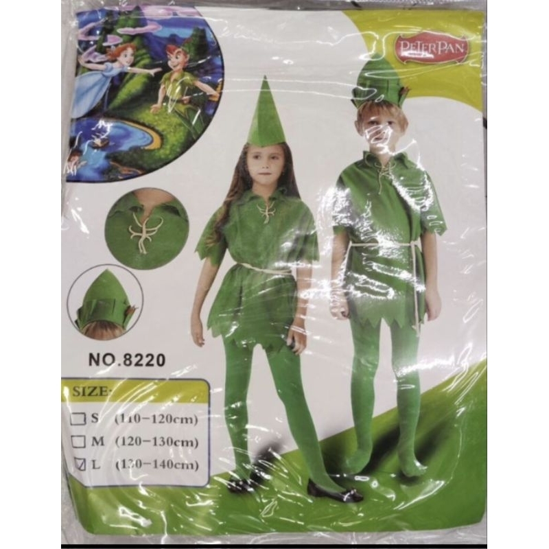 shop : PETER PAN Elf Dwarf Costume Shirt Pants Hat Belt Kids Sz 4 to 10 ...