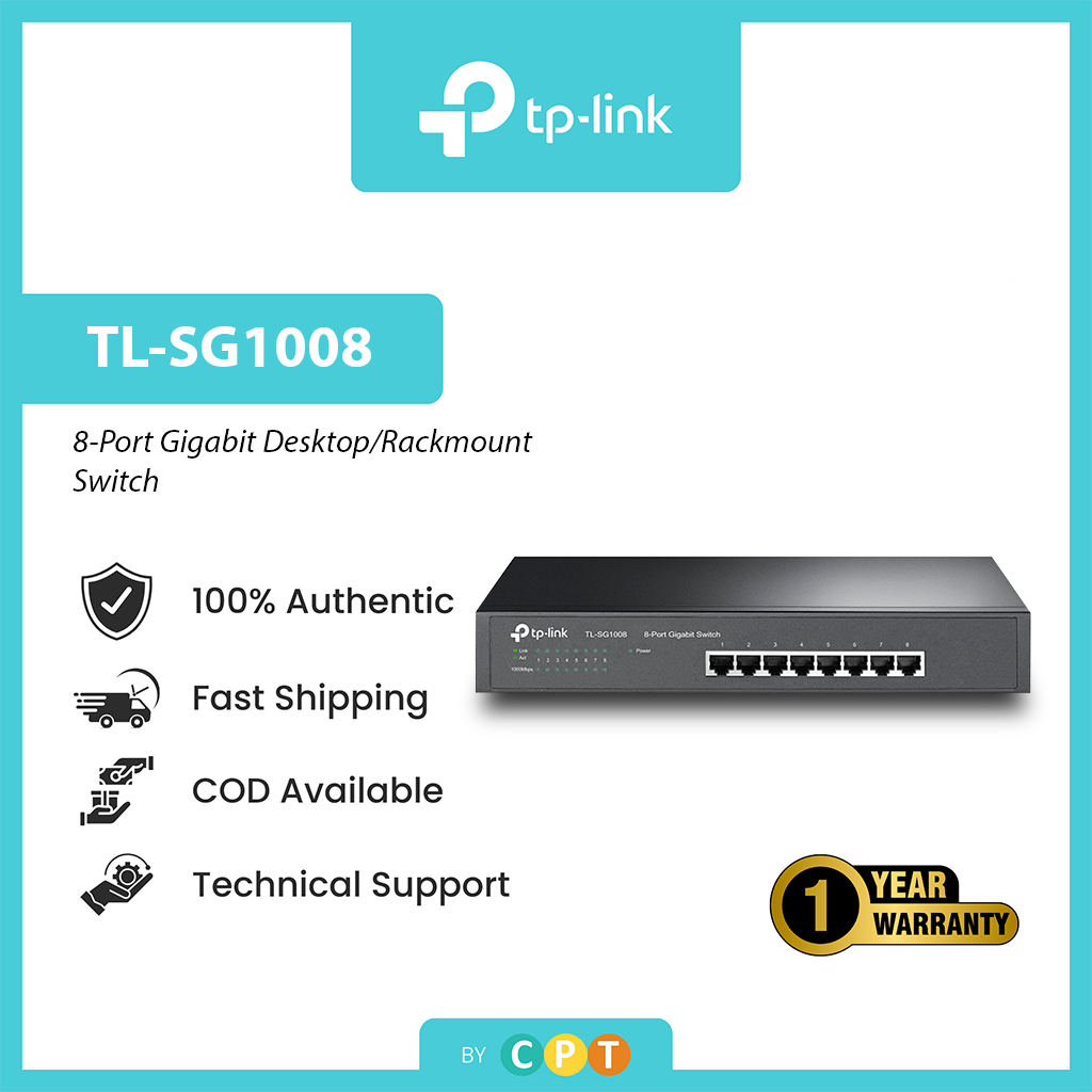 TP-Link TL-SG1008 8-Port Gigabit Desktop/Rackmount Switch | Shopee ...