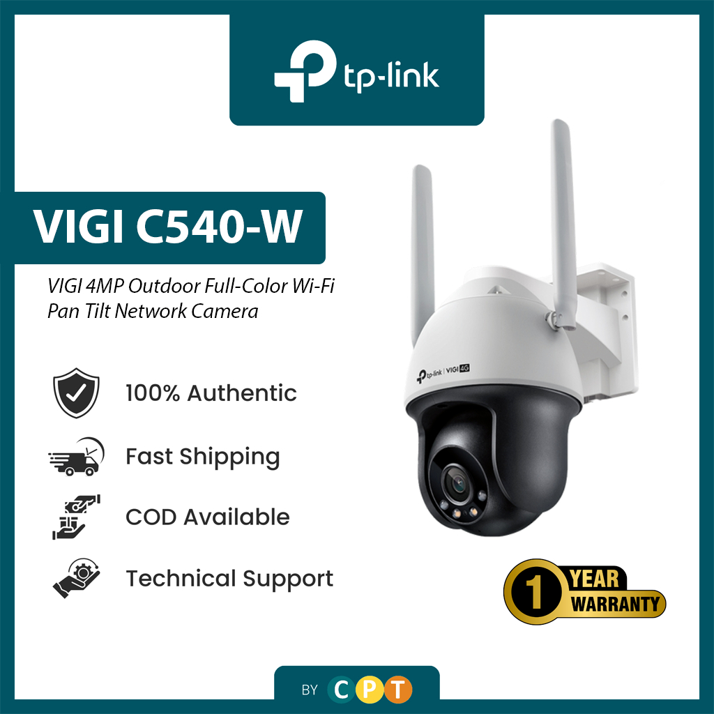 TP-Link VIGI C540-W 4MP Outdoor Full-Color Wi-Fi Pan Tilt Network ...
